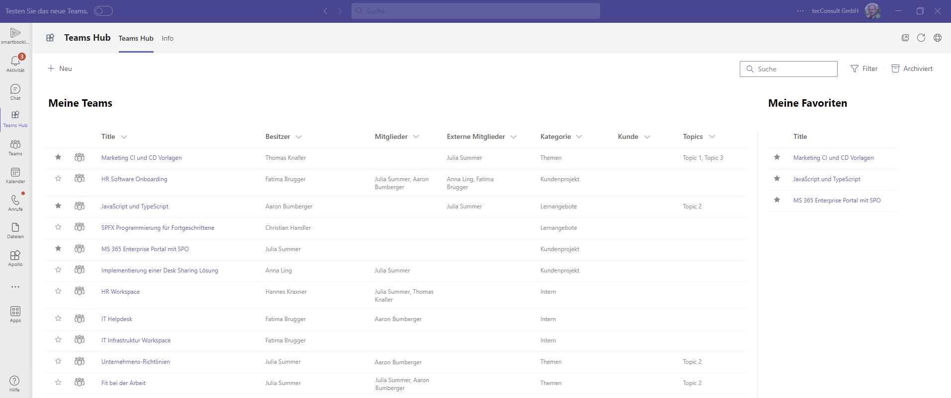 Frustration im Microsoft Teams Chaos: TeamsHub - Übersichtlich & Effizienz - tecConsult